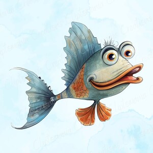 Funny Fish Clipart Bundle 12 PNG & JPEG Files | Transparent Backgrounds ...