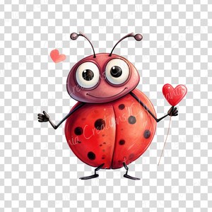 Cute Love Bug PNG Clipart Bundle | Transparent Backgrounds | Commercial ...