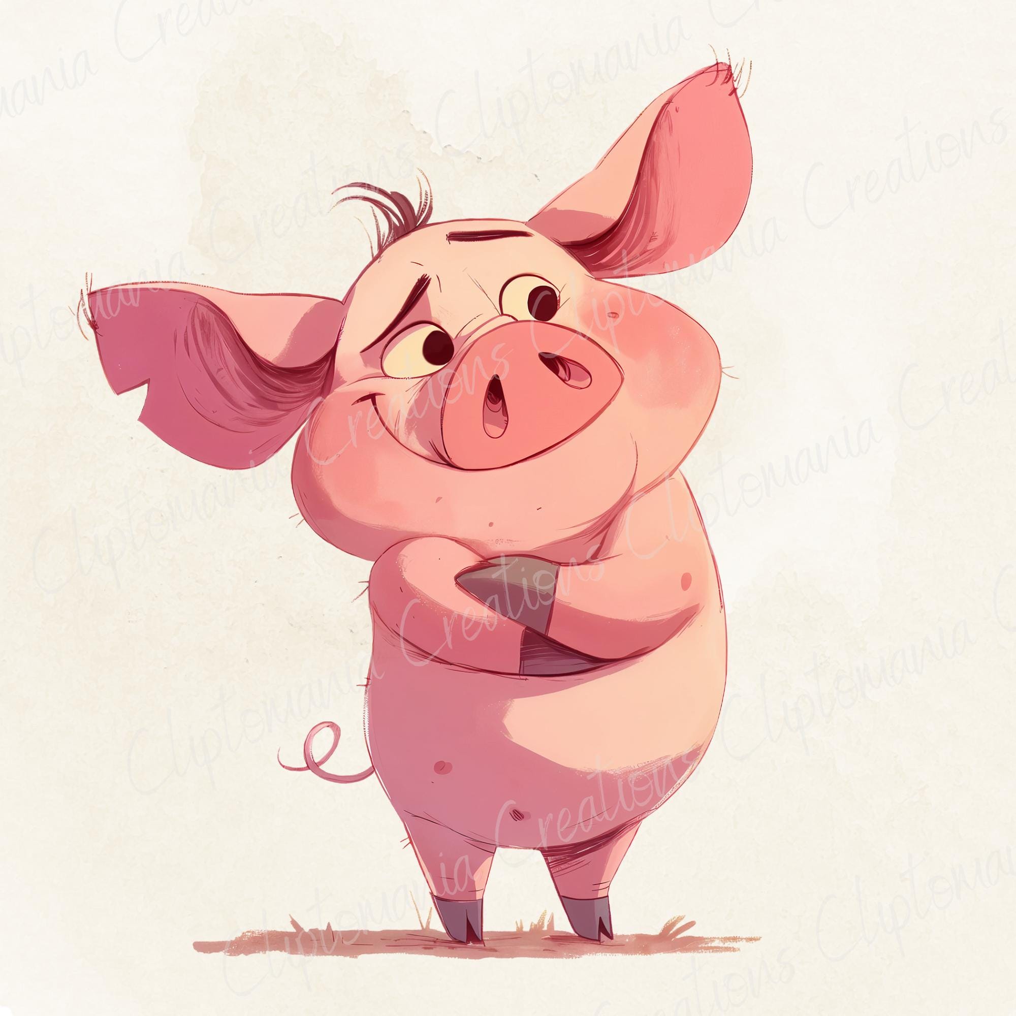 Cute and Funny Pig PNG Clipart Bundle, Commercial Use, Quirky Pig ...