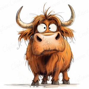 20 Funny Highland Cow Clipart Bundle JPEG Files White Backgrounds Funny ...