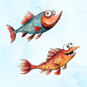 Funny Fish Clipart Bundle 12 PNG & JPEG Files | Transparent Backgrounds ...