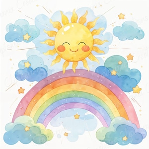 12 Cute Sun and Rainbow Clipart Bundle | JPEG Files | Commercial Use ...