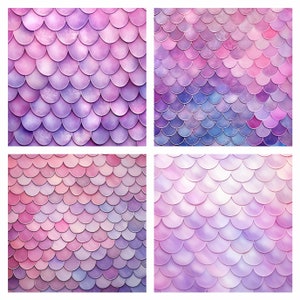 Pink & Purple Mermaid Scales Digital Paper Pack | 18 High Quality 300 ...