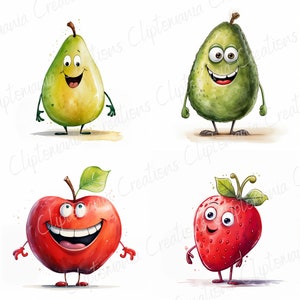 Funny Food Characters Clipart Bundle 16 JPEG, Commercial Use, Cute Food ...