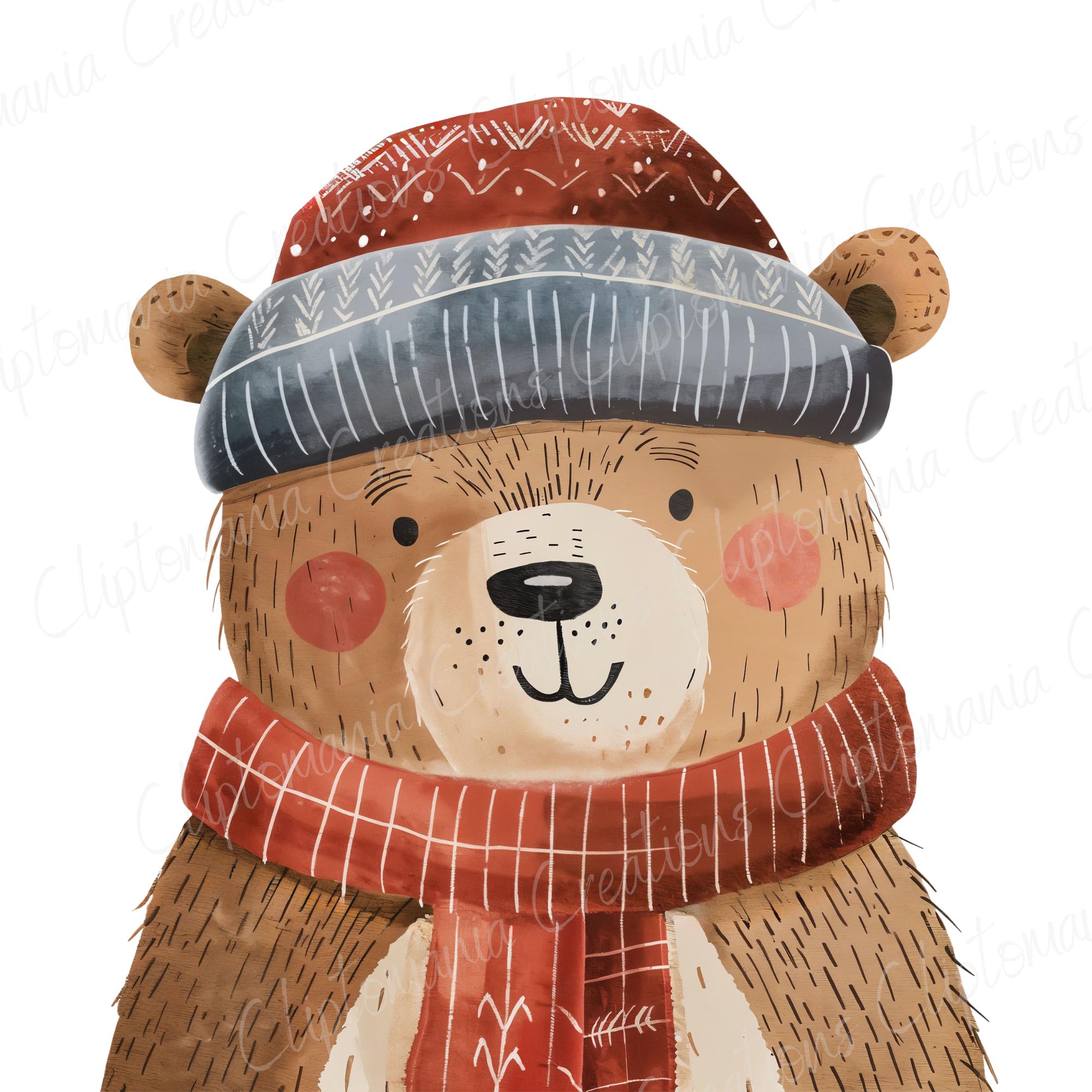 12 Cute Winter Bear PNG Clipart Bundle, Children's Clipart, Printable ...