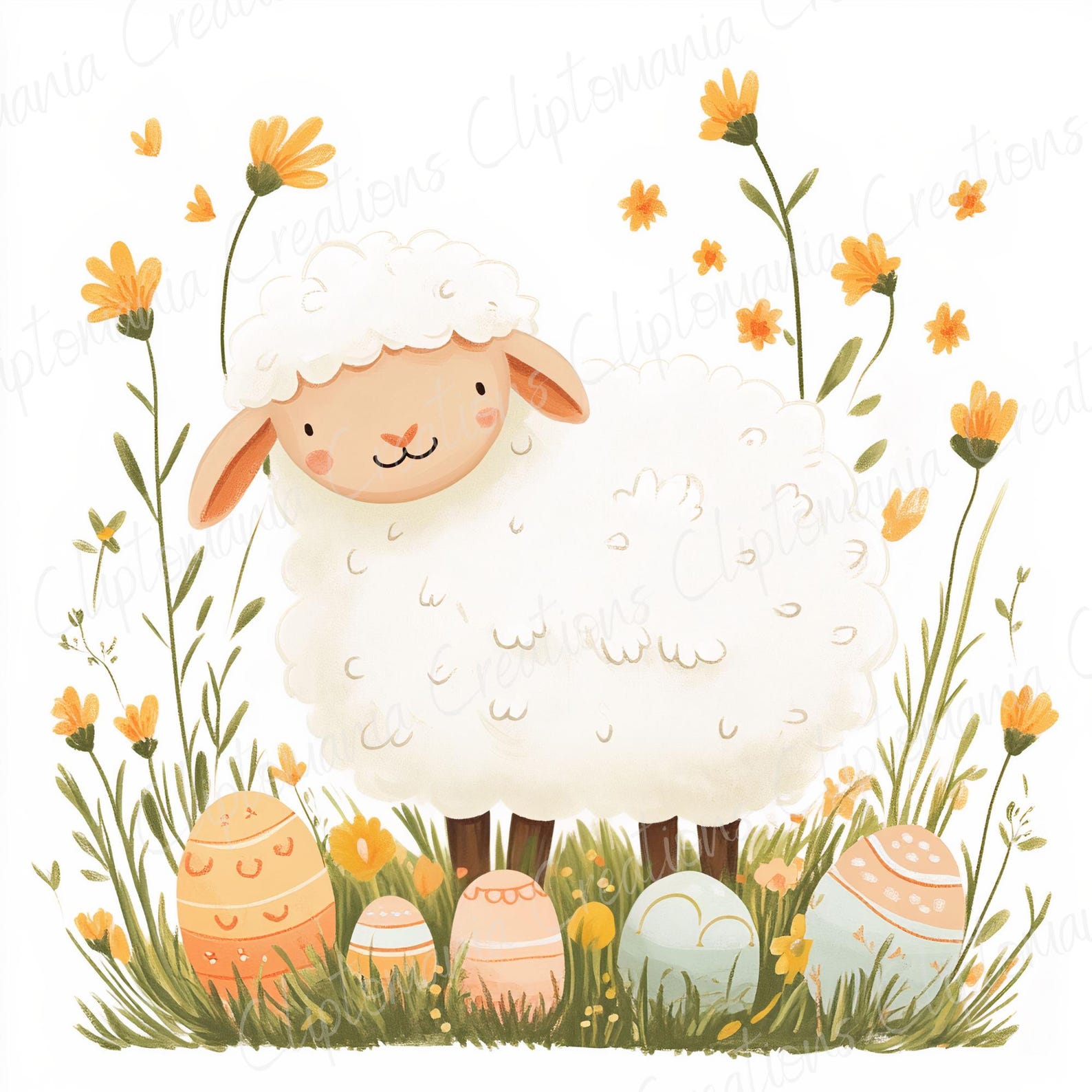 Easter Lamb Clipart Bundle | Watercolor Spring Designs (JPEG) - Etsy