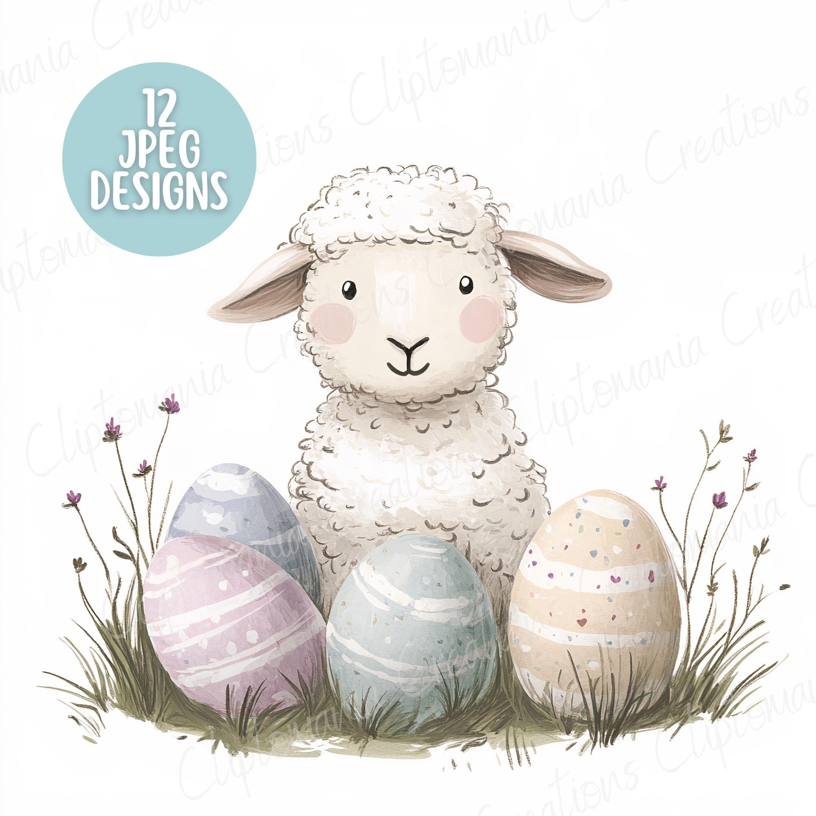 Easter Lamb Clipart Bundle | Watercolor Spring Designs (JPEG) - Etsy