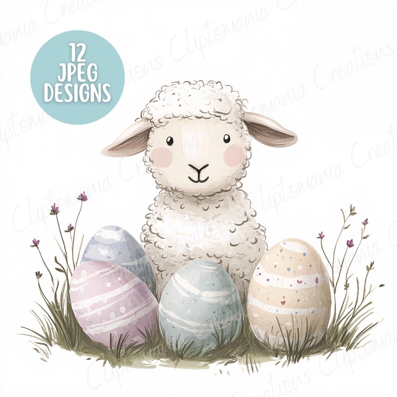 Easter Lamb Clipart Bundle | Watercolor Spring Designs (JPEG) - Etsy