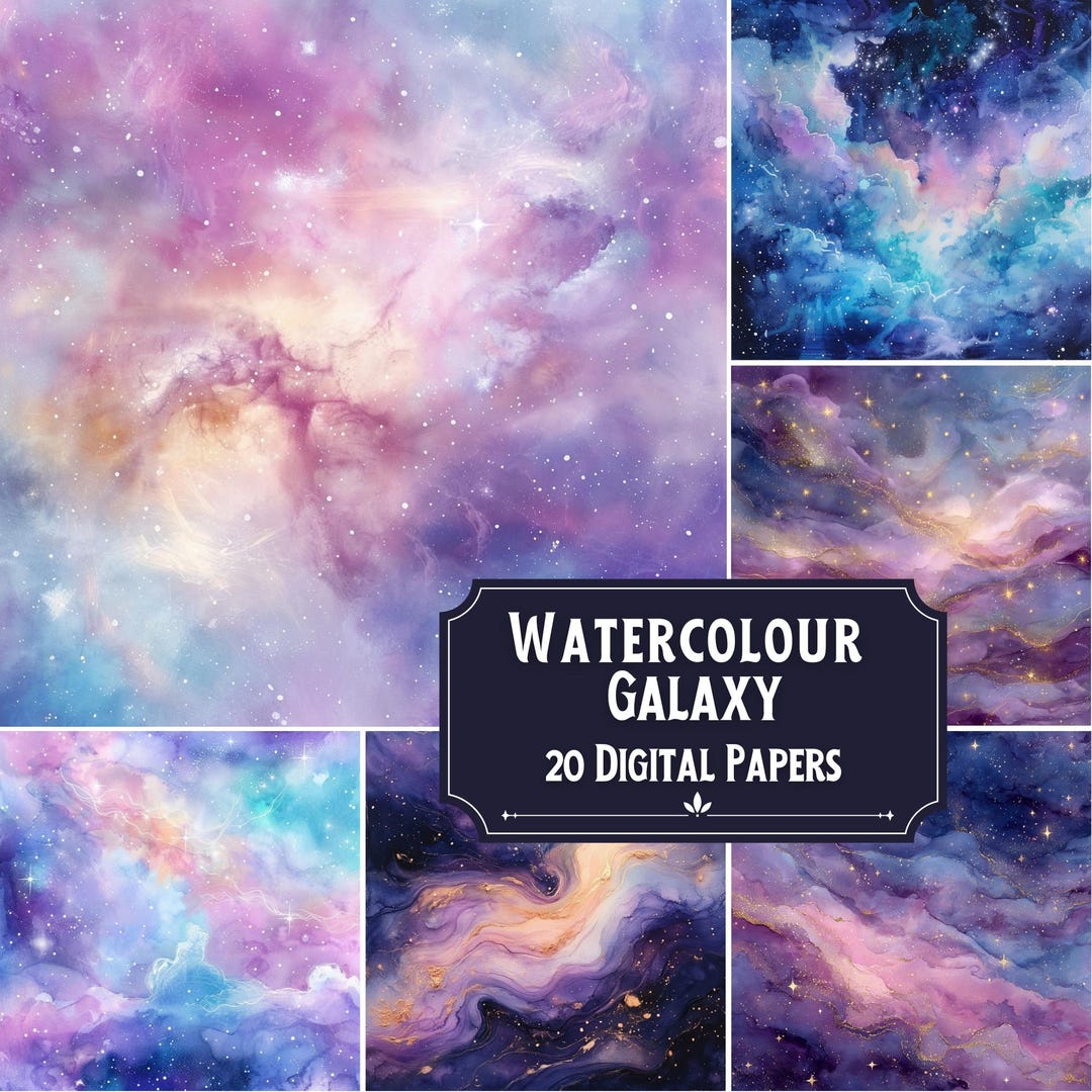 Watercolour Galaxy Digital Paper Pack | Watercolour Galaxy Space ...
