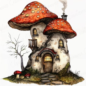 Gothic Watercolour Toadstool Houses Clipart Bundle | 12 JPEG Images ...