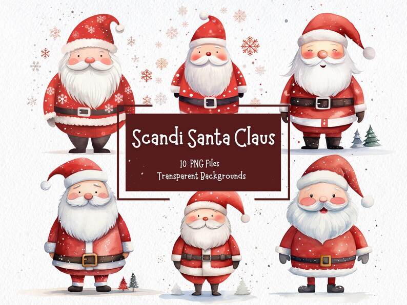 Scandi Santa Claus PNG Clipart Bundle | Festive Holiday Graphics - Etsy