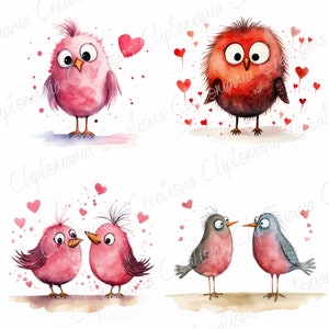 Cute Love Bird Clipart Bundle | 10 High Quality JPEG Files With ...