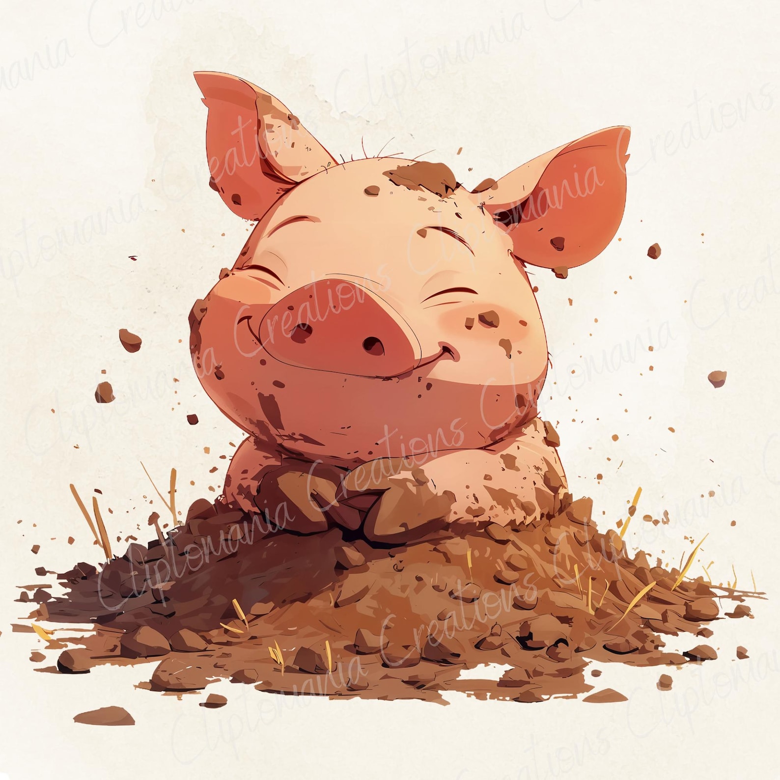 Cute and Funny Pig PNG Clipart Bundle, Commercial Use, Quirky Pig ...