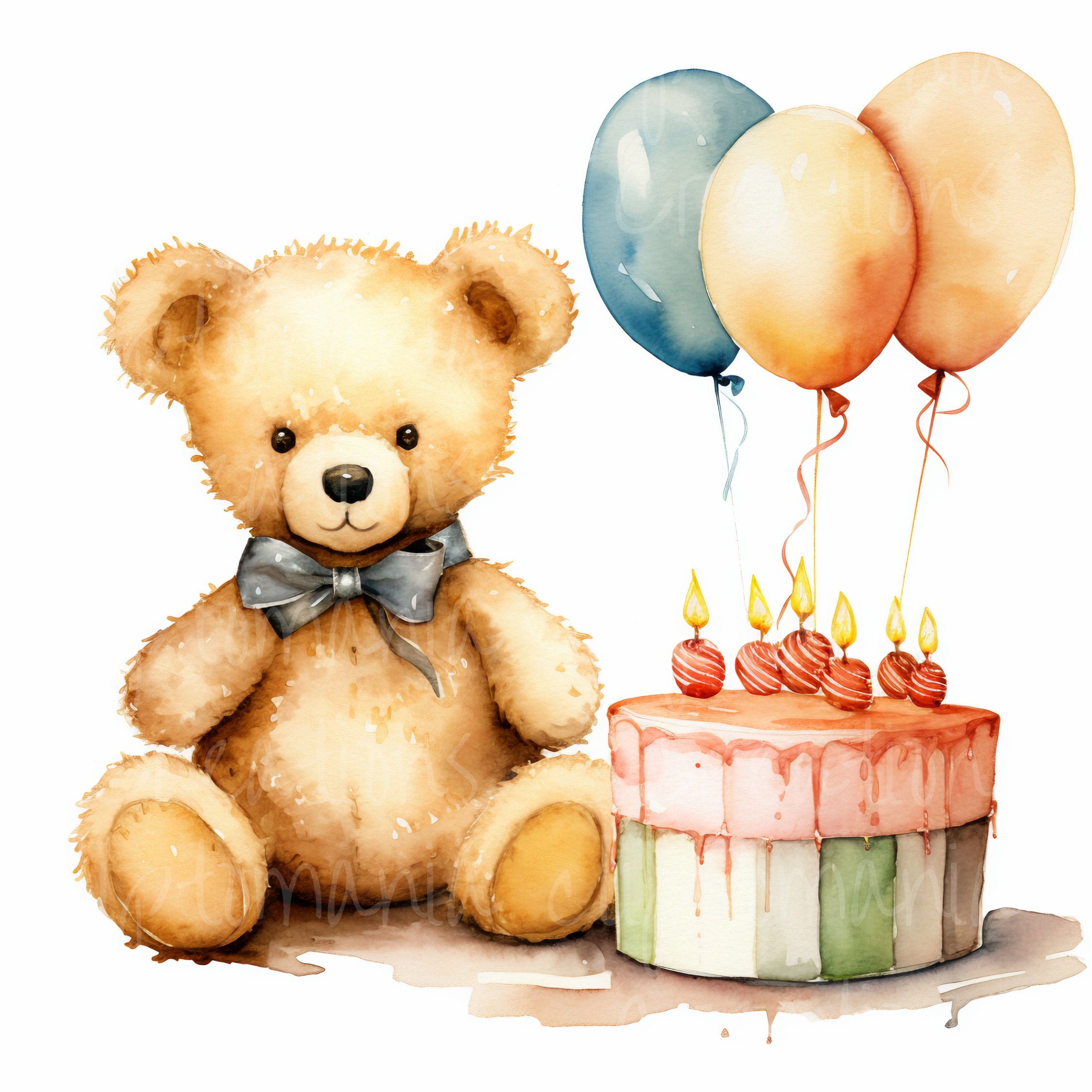 Teddy Bear Birthday Clipart Bundle 12 High Quality - Etsy