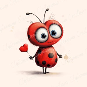 Cute Love Bug PNG Clipart Bundle | Transparent Backgrounds | Commercial ...