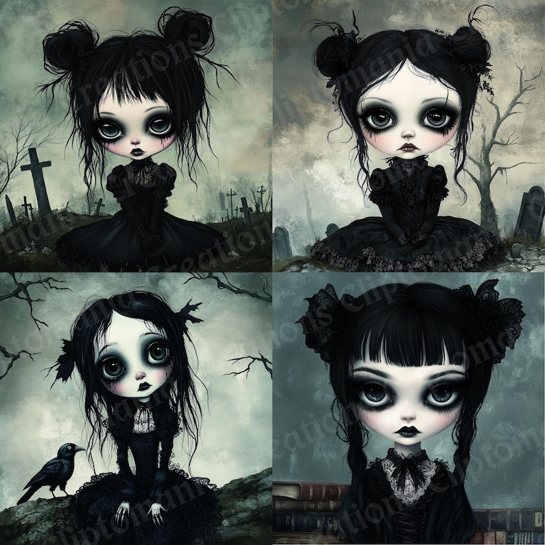 Creepy Victorian Gothic Doll Digital Paper Pack | Gothic Girl JPEG ...