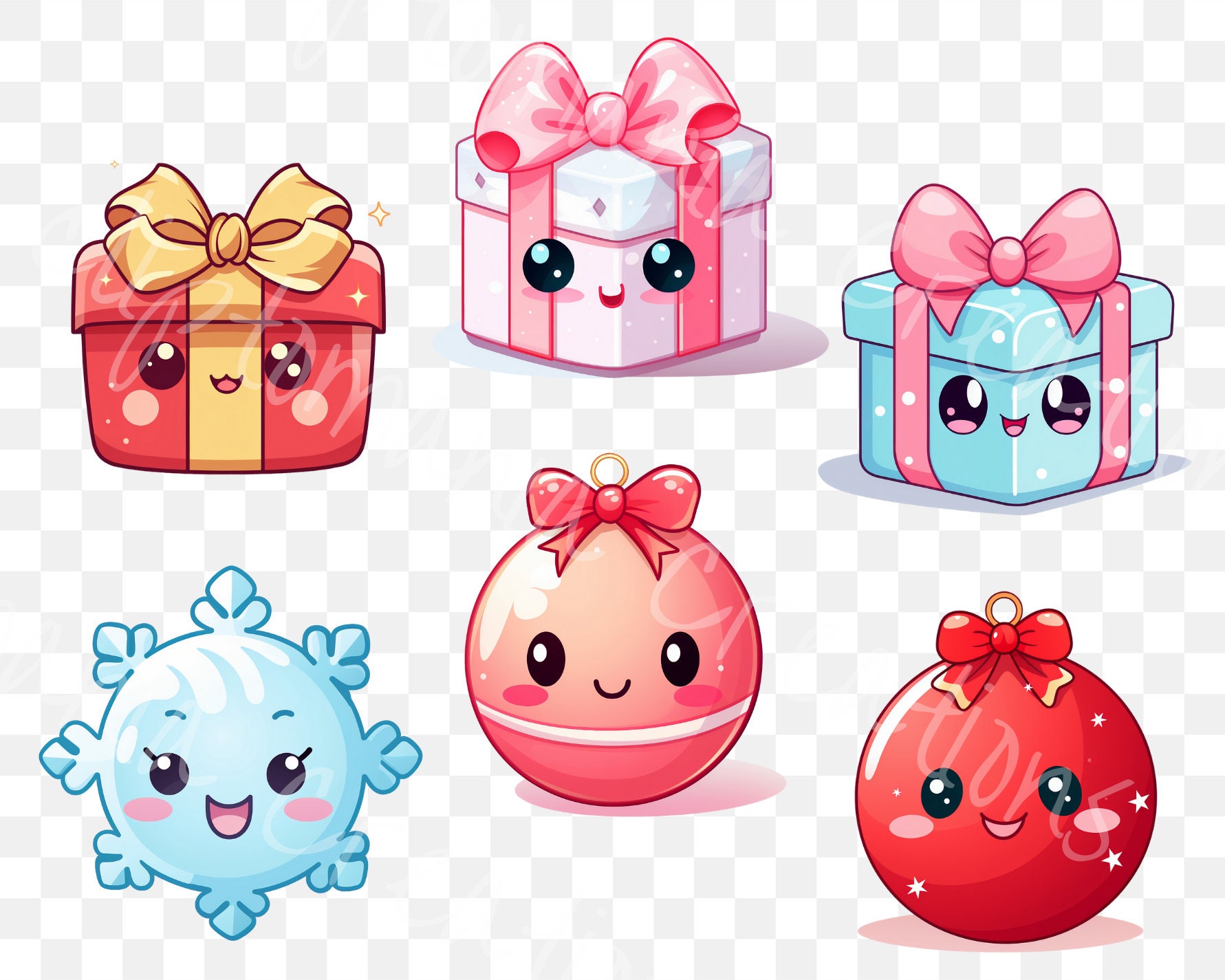 Cute Kawaii Christmas Clipart Bundle 21 High Quality PNG Designs With ...