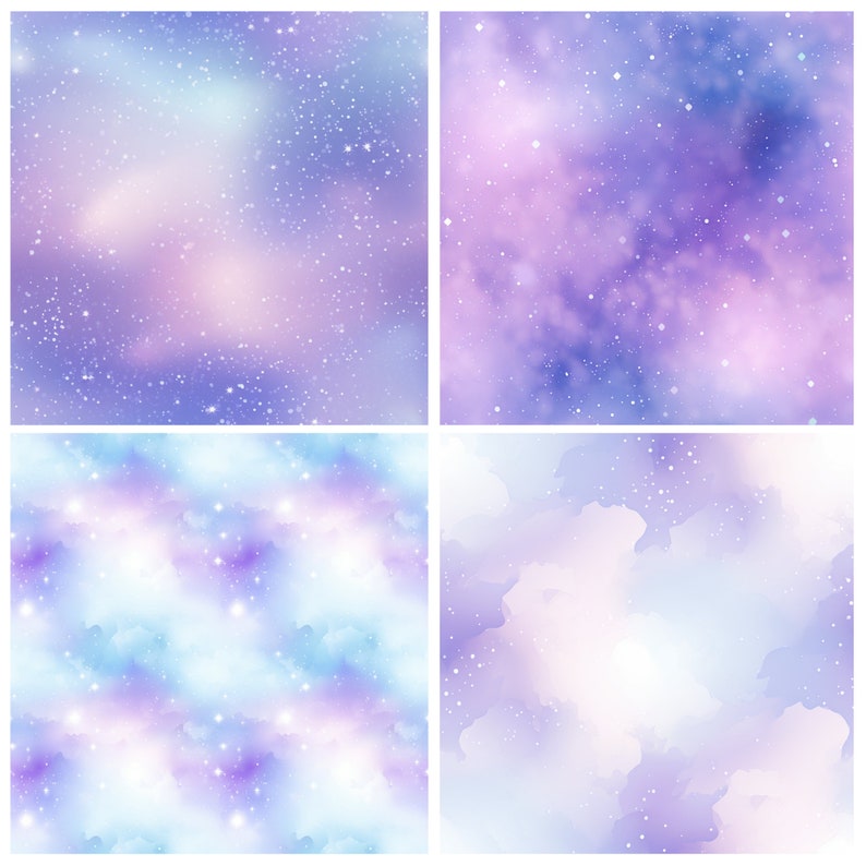 Purple and Blue Aurora Sky Digital Paper Pack | High Quality 300 DPI ...