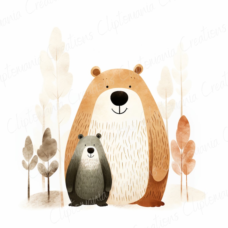 Cute Fathers Day Bear Hugs Clipart Bundle 12 JPEG Files, White ...