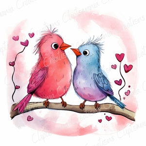 Cute Love Bird Clipart Bundle | 10 High Quality JPEG Files With ...