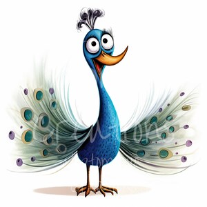 Funny Peacock Clipart Bundle | Collection of 12 Expressive Bird ...