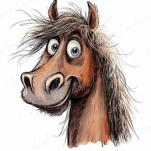 Quirky Horse Faces Clipart Bundle 12 JPEG Designs Commercial Use Funny ...
