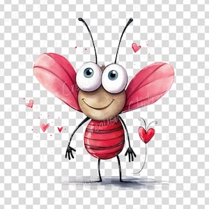 Cute Love Bug PNG Clipart Bundle | Transparent Backgrounds | Commercial ...