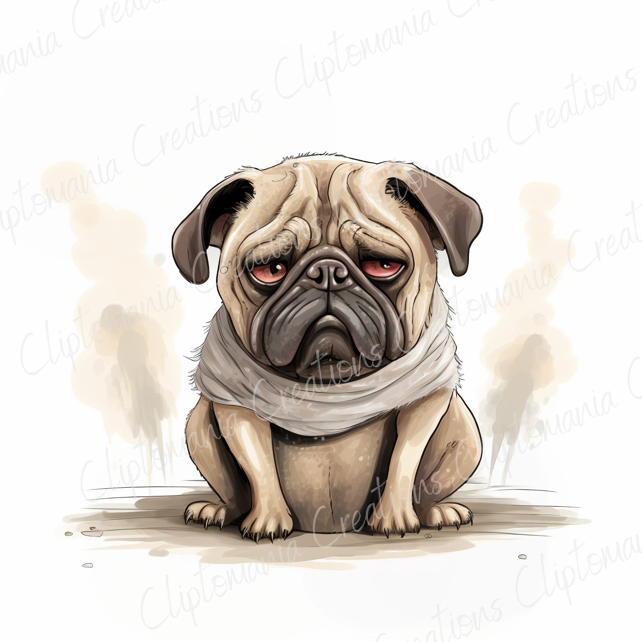Cute and Funny Pug Dog Clipart Bundle | 12 High Quality 300DPI Images ...