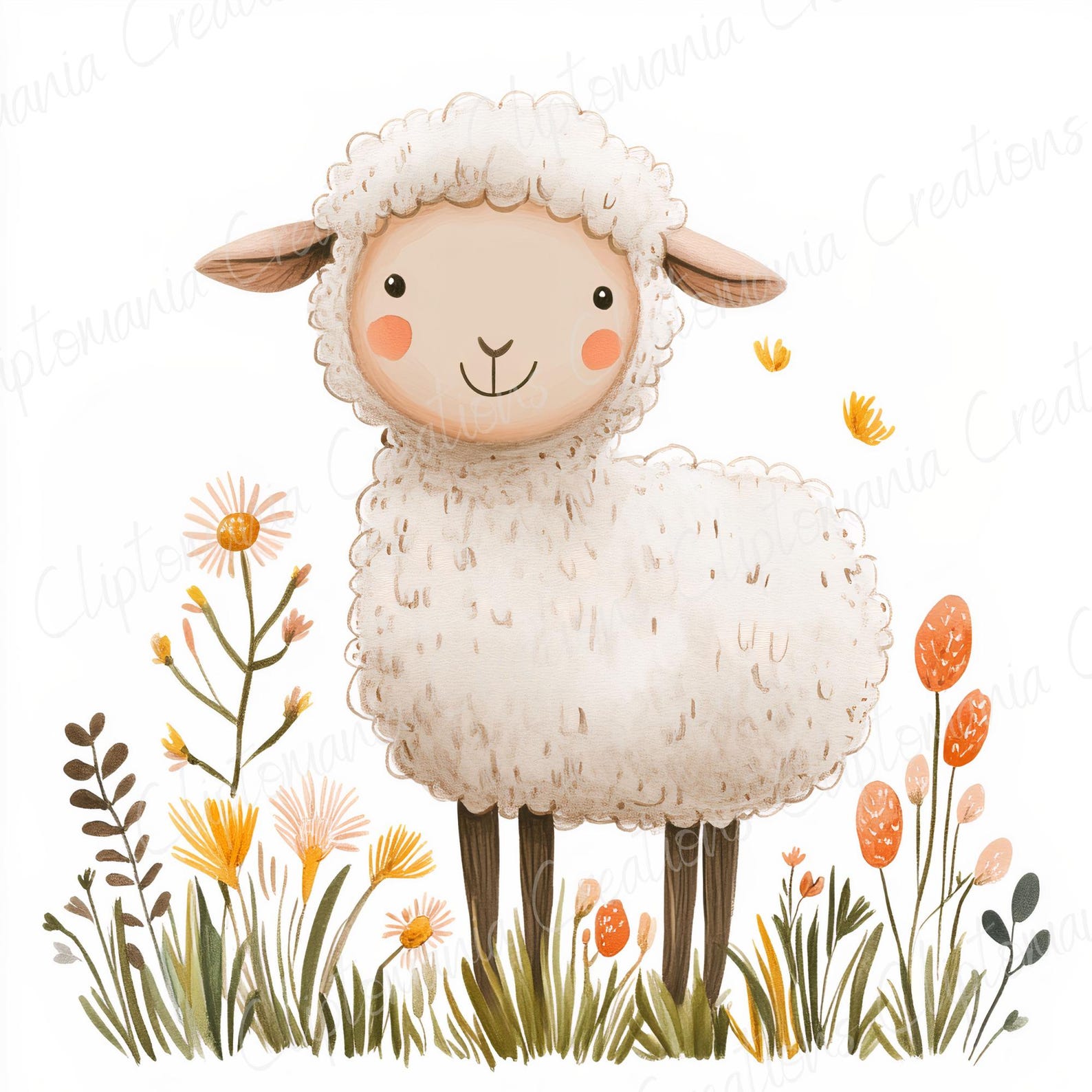 Easter Lamb Clipart Bundle | Watercolor Spring Designs (JPEG) - Etsy