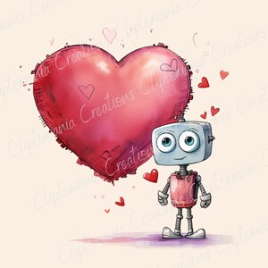 Cute Love Robot Clipart Bundle 13 PNG Designs | Transparent Background ...