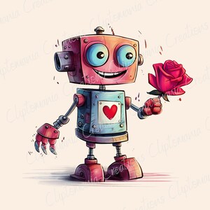 Cute Love Robot Clipart Bundle 13 PNG Designs | Transparent Background ...