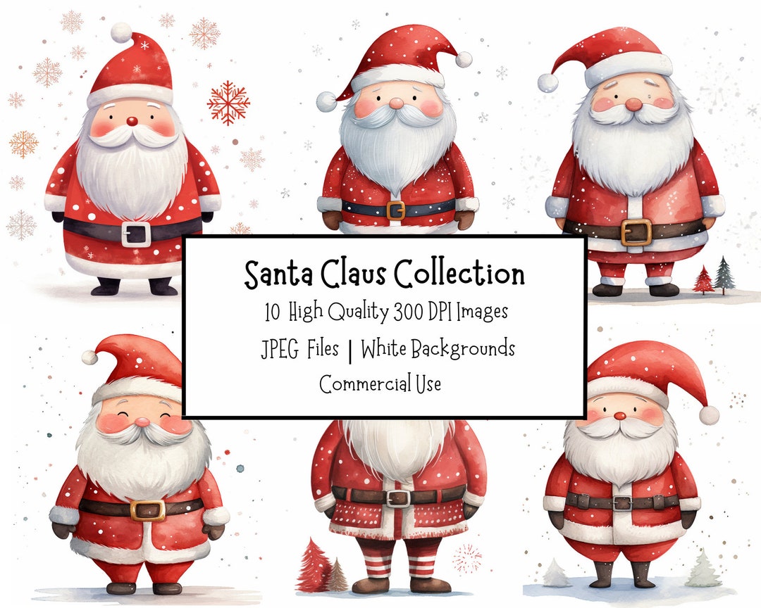 Cute Santa Claus Clipart Bundle 10 High Quality JPEG Files Junk ...