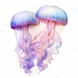 Ethereal Watercolour Jellyfish Clipart Bundle 12 JPEG Images With ...