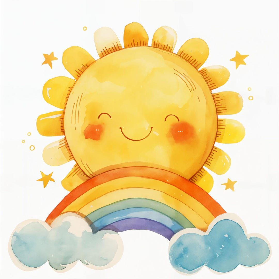 12 Cute Sun and Rainbow Clipart Bundle | JPEG Files | Commercial Use ...