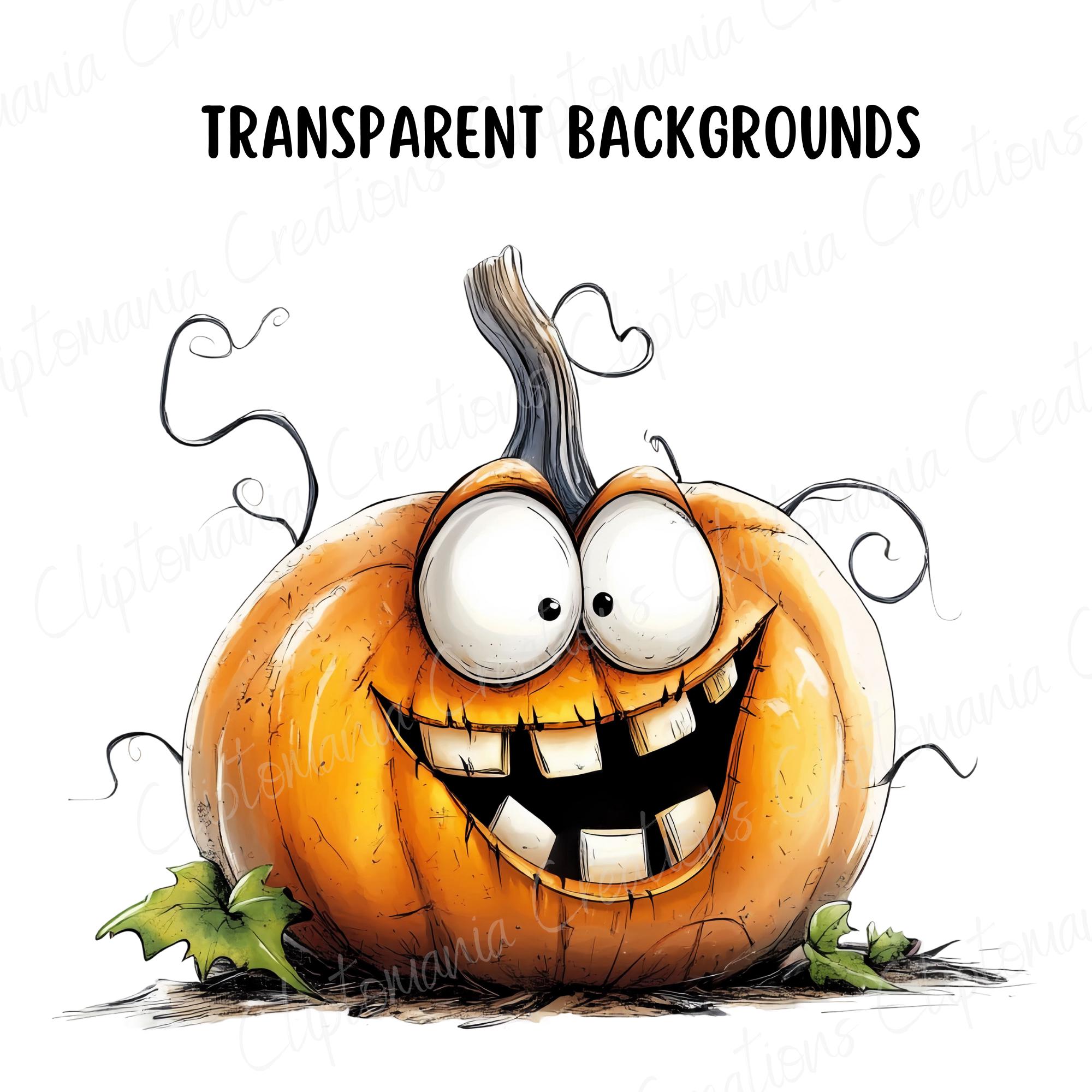Funny Halloween Pumpkin PNG Clipart Bundle Transparent Backgrounds ...