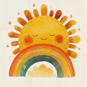12 Cute Sun and Rainbow Clipart Bundle | JPEG Files | Commercial Use ...