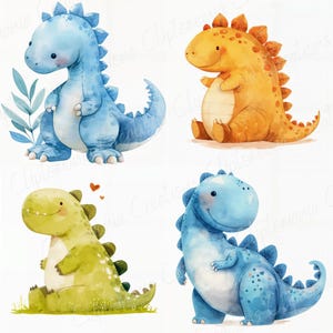 Cute Watercolour Dinosaur Clipart Bundle | 12 High Quality JPEG ...