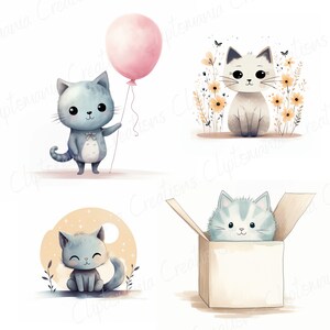 Cute Pastel Cats JPEG Clipart Bundle | 16 High Quality 300DPI Images ...