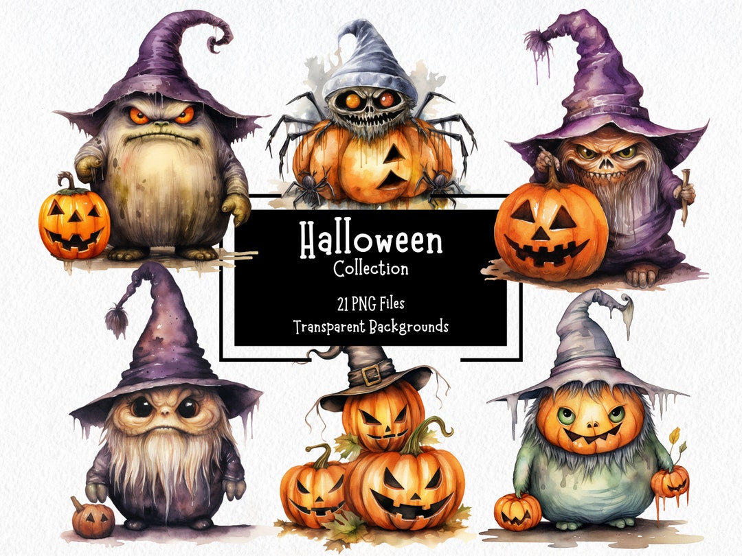 21 Spooky Halloween Character PNG Clipart Bundle | Transparent ...