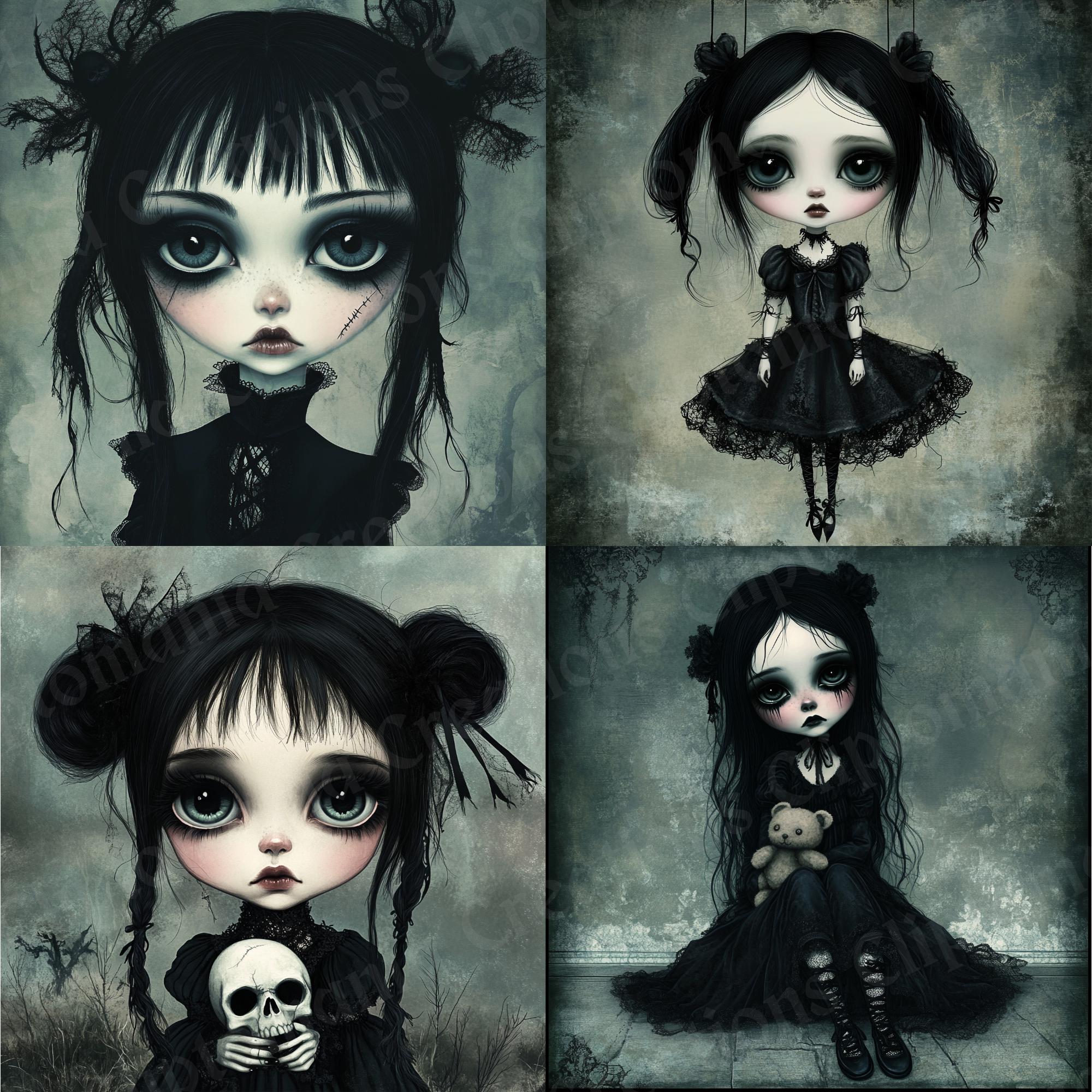 Creepy Victorian Gothic Doll Digital Paper Pack | Gothic Girl JPEG ...