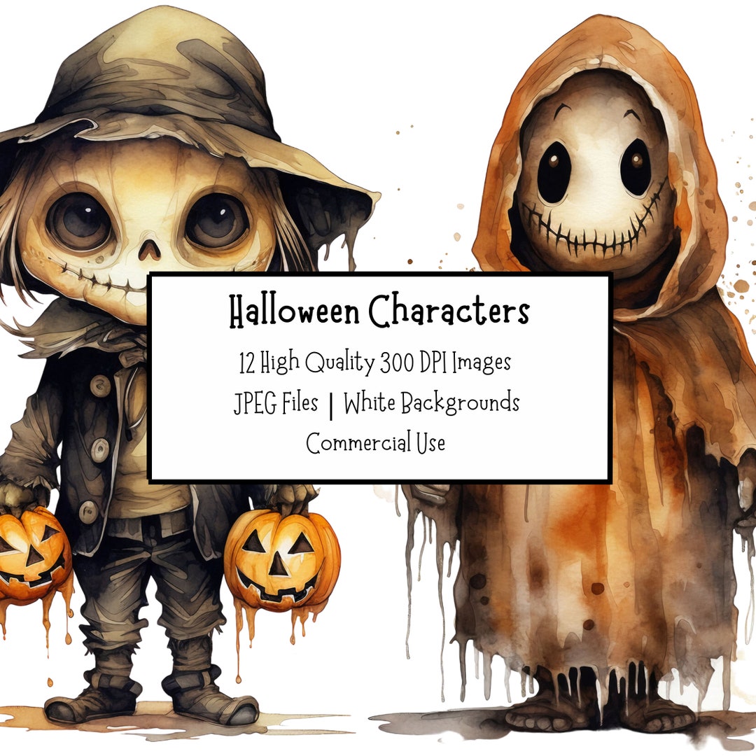 Halloween Character Clipart Bundle | 12 High Quality Jpeg's | Spooky ...