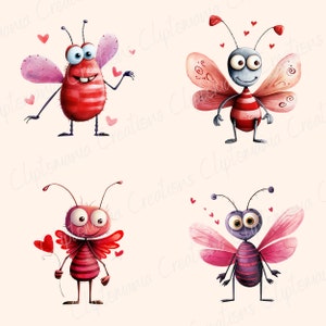 Cute Love Bug PNG Clipart Bundle | Transparent Backgrounds | Commercial ...