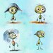 Funny Alien Clipart Bundle 12 PNG & JPEG Files Transparent Backgrounds ...