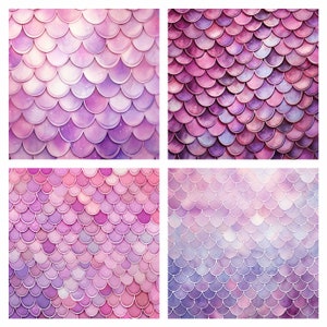 Pink & Purple Mermaid Scales Digital Paper Pack | 18 High Quality 300 ...