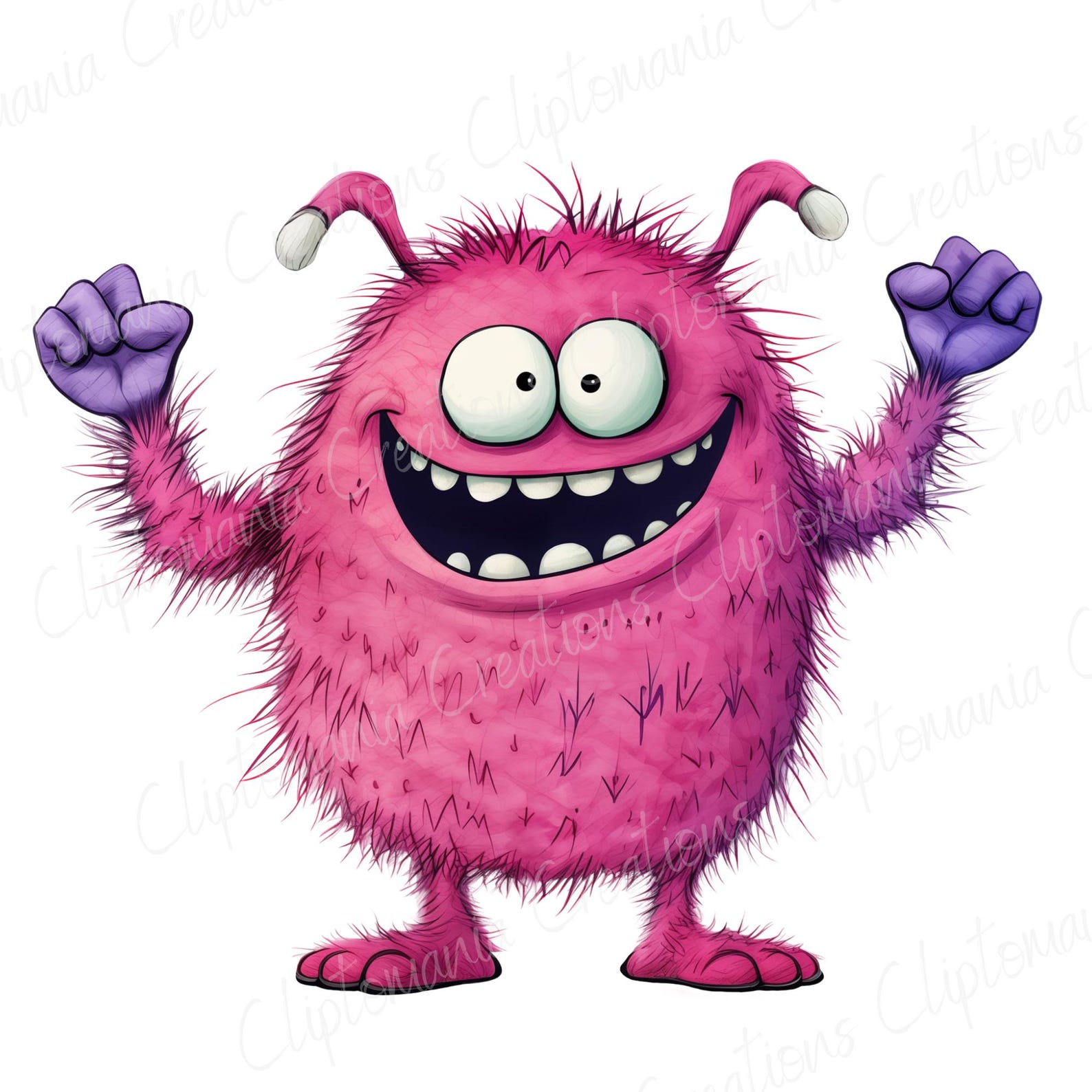 Funny Fluffy Monster Clipart Bundle 12 PNG | Cute Cartoon Monsters ...