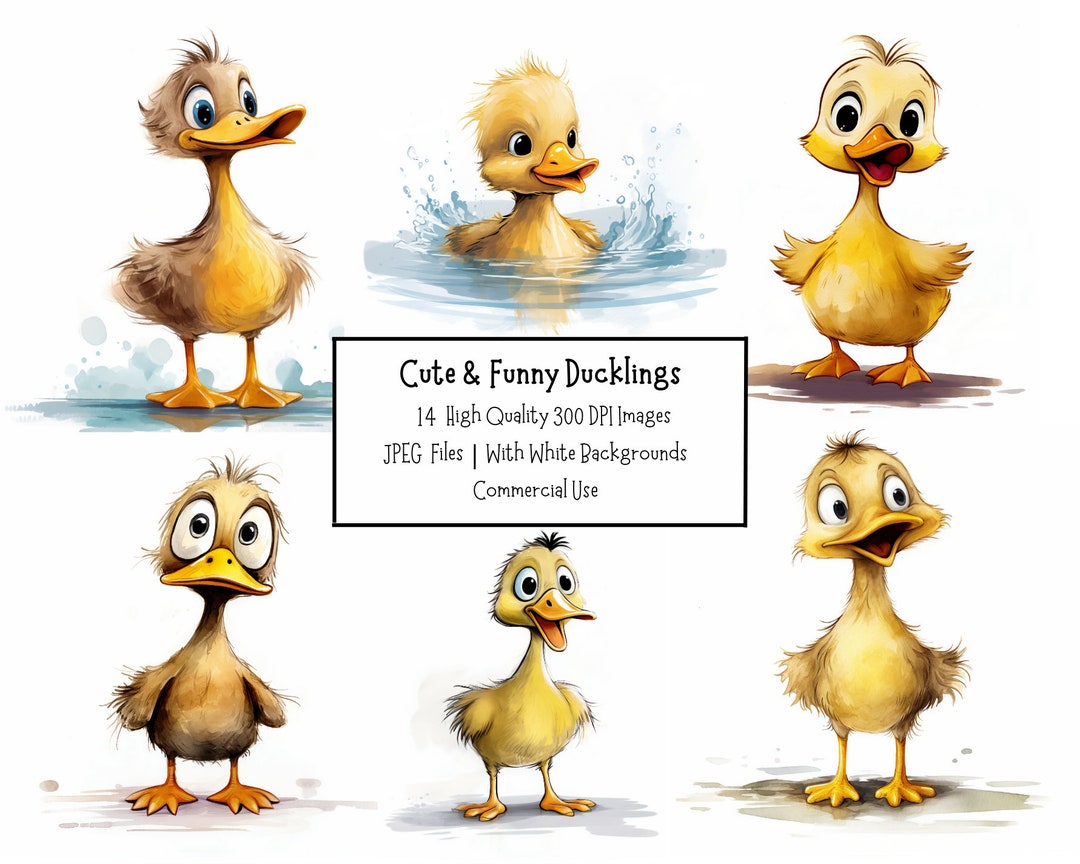 Cute & Funny Duckling Clipart Bundle | 14 High Quality JPEG ...