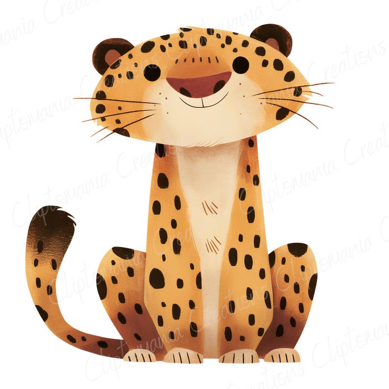 Cute Leopard PNG Clipart Bundle, Cartoon Leopards, Jungle Safari Animal ...