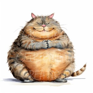 Funny Chubby Cat Clipart Bundle | 12 High Quality 300DPI Images ...