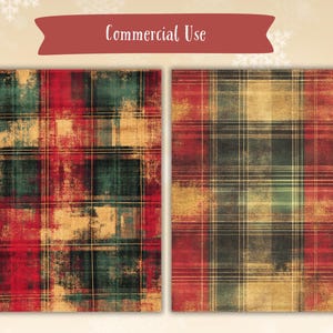 12 Vintage Christmas Tartan Digital Papers | Festive Rustic Plaid ...