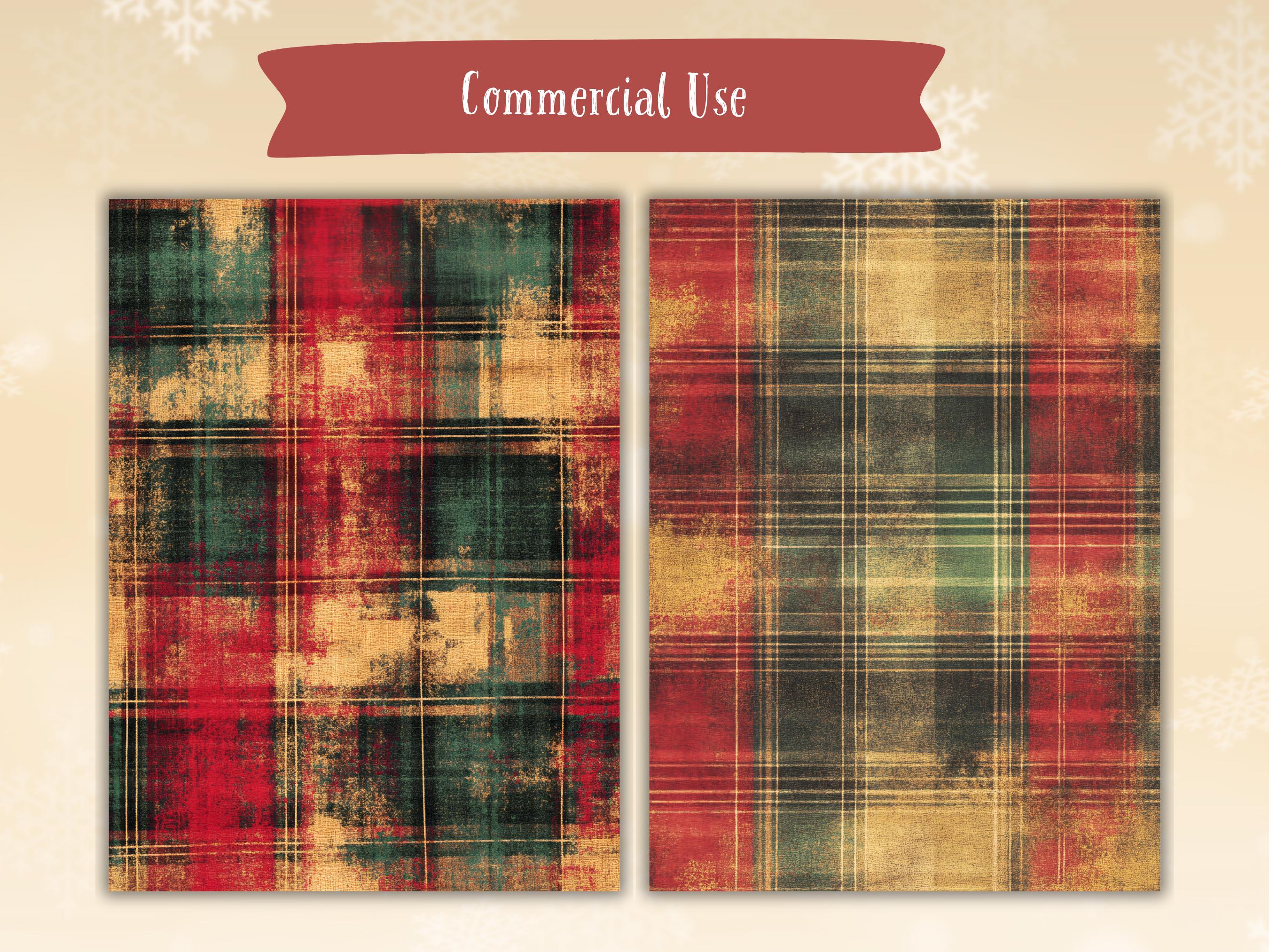 12 Vintage Christmas Tartan Digital Papers | Festive Rustic Plaid ...